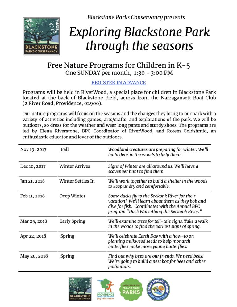 Free Nature Programs for Children in K-5 on Sundays - Blackstone Parks ...